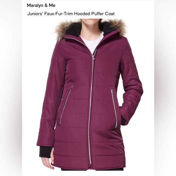 Maralyn & Me | Jackets & Coats | Nwt Maralyn Me Burgundy Hooded Puffer ...